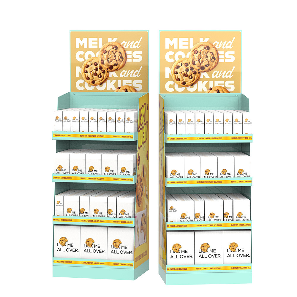 Retail Supermarket Snack Display Stand Glossy Custom Point Of Sale Displays