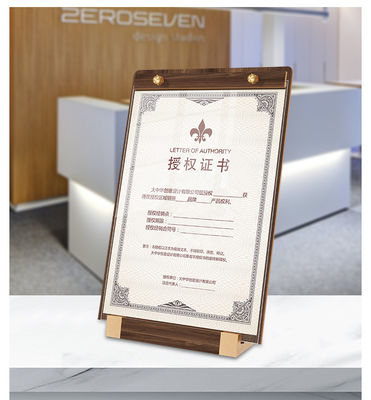 Slanted Wooden Countertop Retail Display Racks A4 A5 A6 Collapsible Signage